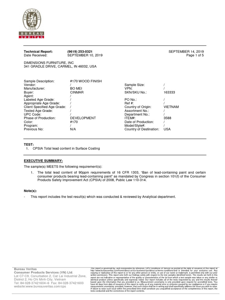 3588D - Lead Surface Coating - PASS - SEP 14 - 96192530321RPT | PDF | Lead