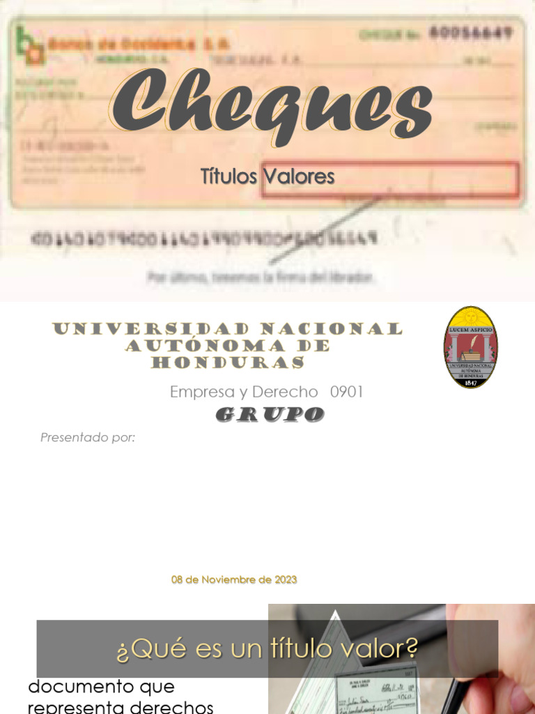 Cheques en Honduras, Presentación. | Descargar gratis PDF | Cheque | Bancos