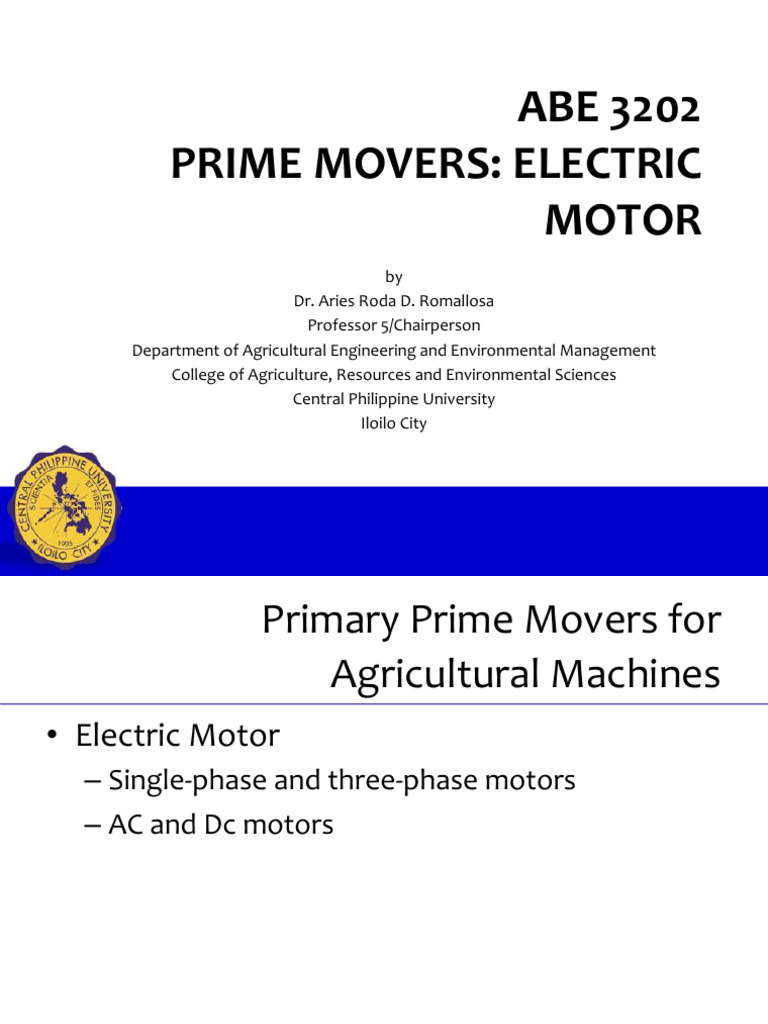 5 - Prime Movers - Electric Motor | PDF | Electric Motor | Electrical ...