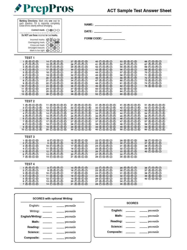 ACT+Scantron+Sheet | PDF