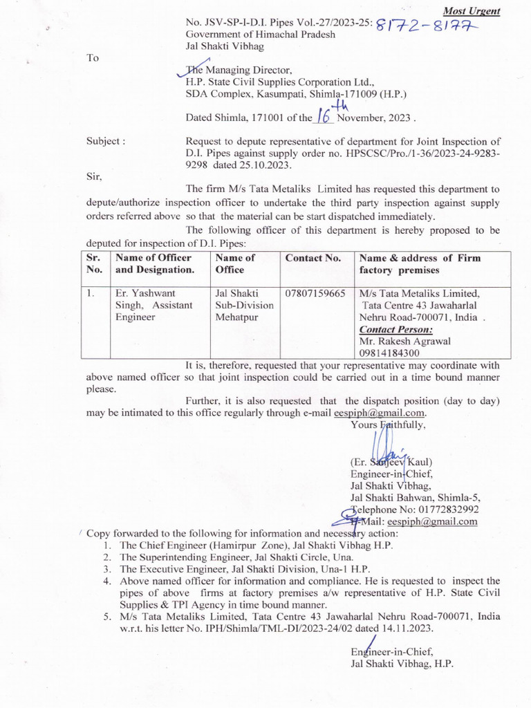 Joint Inspection of Tata Steel Ltd. - 000169 | PDF