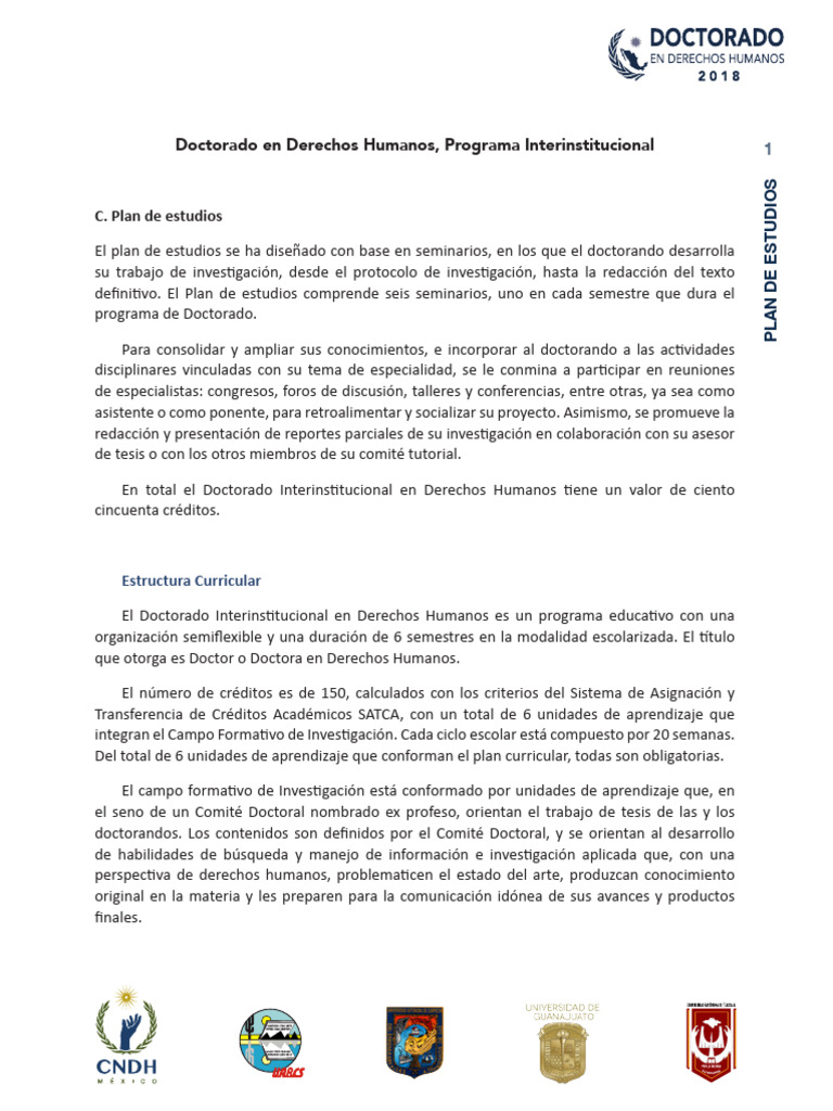 C-Plan Estudios Doctorado | PDF | Plan de estudios | Doctorado