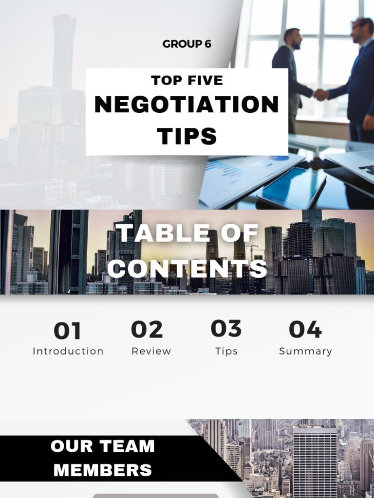 Group 6 - Top Five Negotiation Tips | PDF | Negotiation | Social Psychology