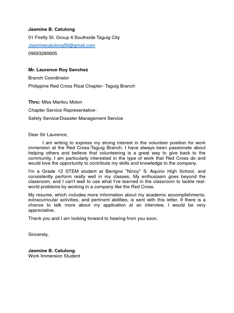 CATULONG Application Letter | PDF