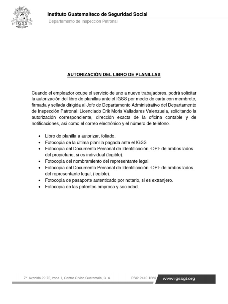 Requisitos-para-Autorizacion-Libro-de-Planillas-IGSS-Rev-2023 | PDF