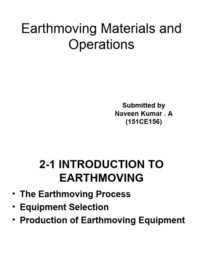 Earthmoving Process and Equipment Guide | PDF | Profit (Economics ...