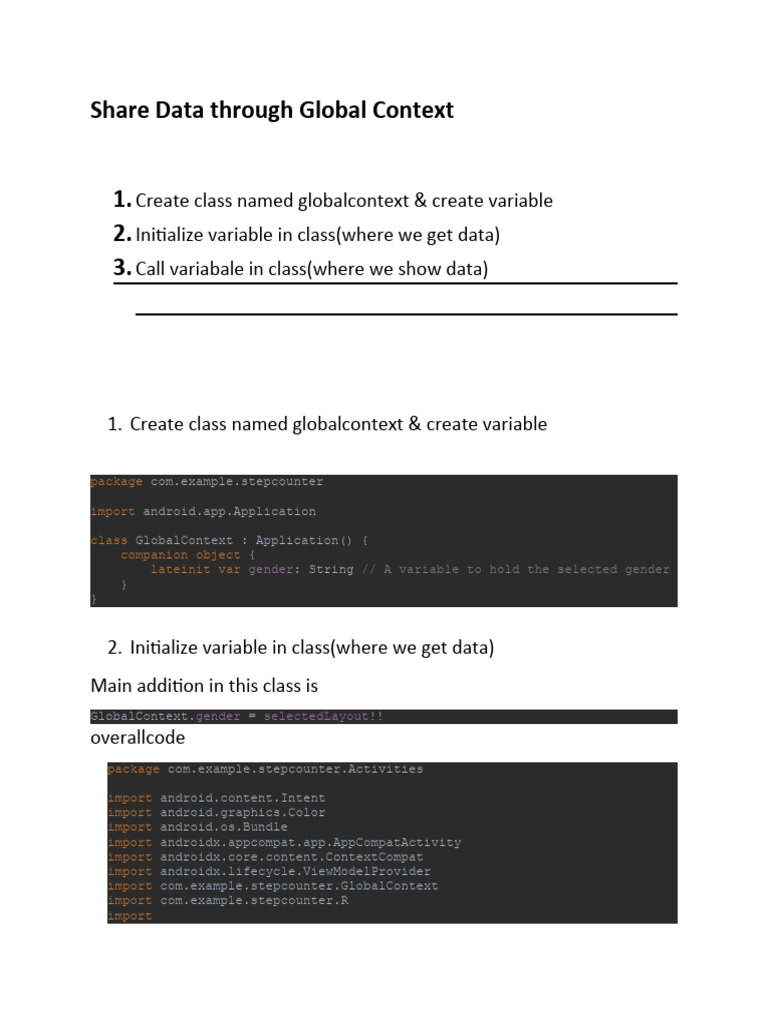 Share Data Using Global Context in Android | PDF | Android (Operating ...