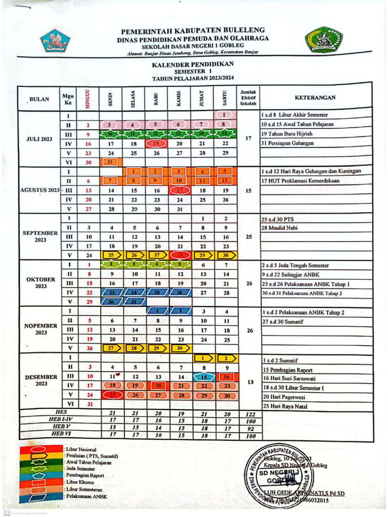 1. Kalender Pendidikan 2023-2024 | PDF