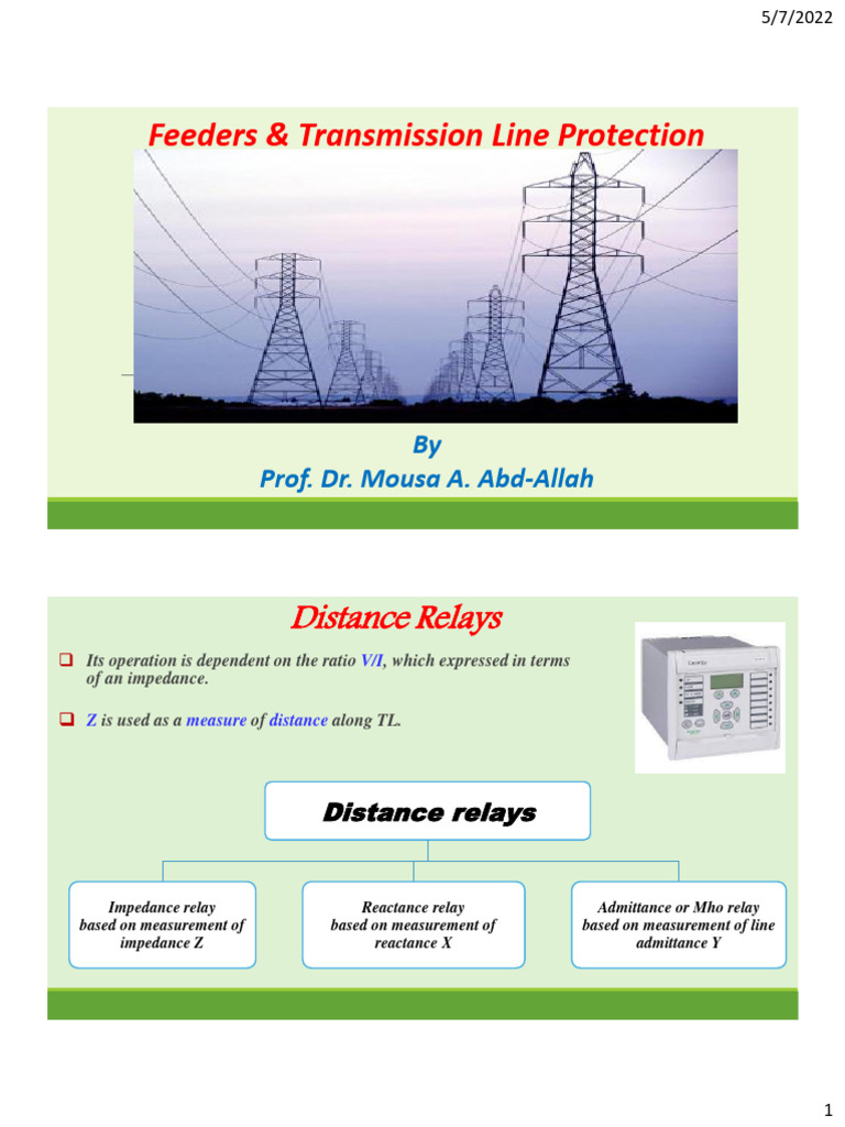 2 Feeder and Transmission Line Protection DD | PDF | Electrical ...