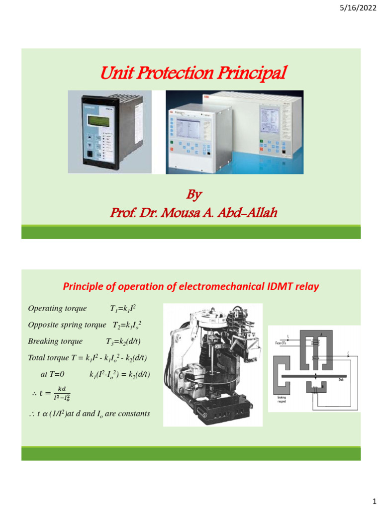 3 Unit Protection Priciples | PDF | Relay | Electrical Impedance