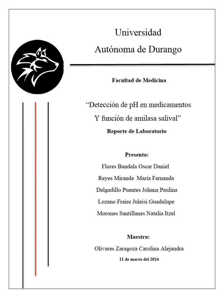 Portada BIOQUIMICA Y SU LABORATORIO REPORTE | PDF | Digestión | Saliva