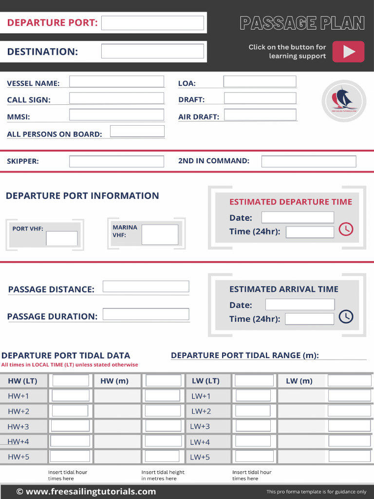 Sailing Planning PDF Template Set | PDF | Geodesy | Geographical Technology
