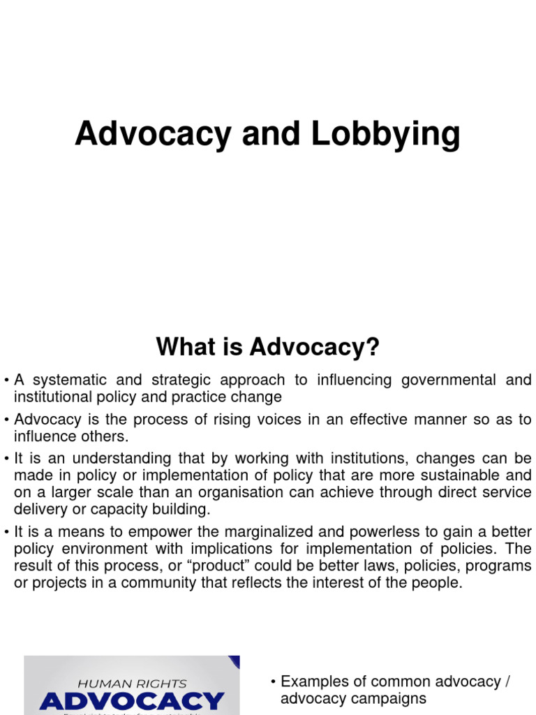 Advocacy and Lobbying | PDF | Advocacy Group | Policy