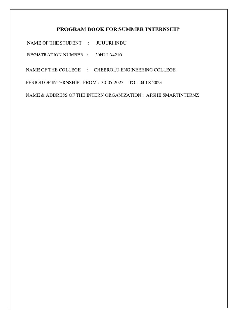 Individual Short Term Internship | PDF | System | Project Management