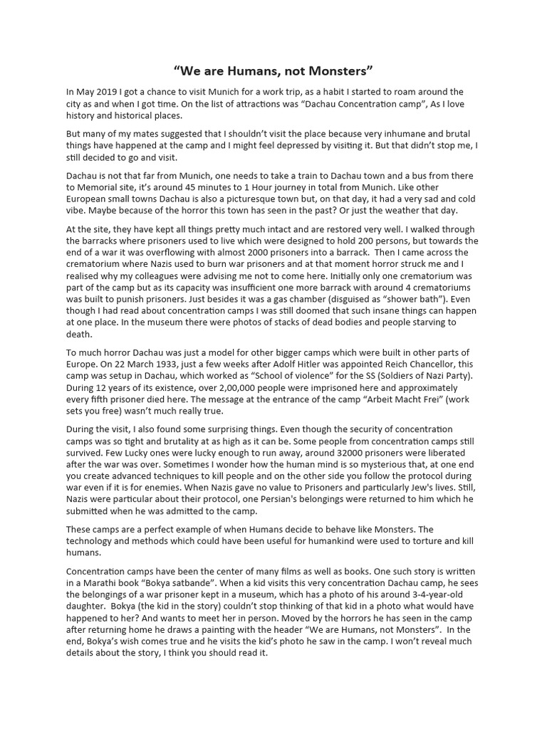 We Are Humans PDF Dachau Concentration Camp Nazi Concentration Camps