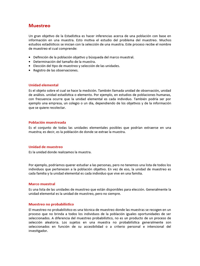 Muestreo y MUESTREO SIMPLE | PDF | Muestreo (Estadísticas) | Probabilidad