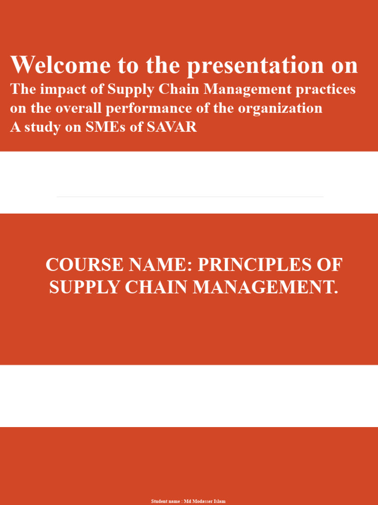 SCM Presentation | PDF | Supply Chain Management | Supply Chain