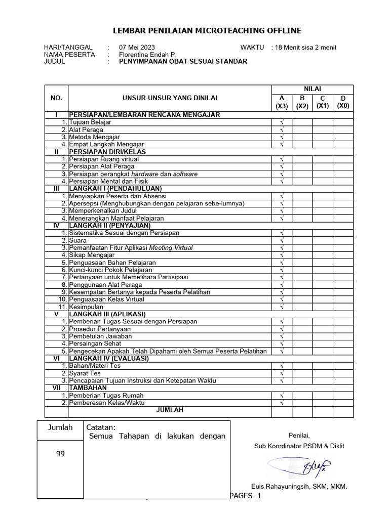 Flo - UK 3 - Lembar Penilaian Microteaching Offline | PDF