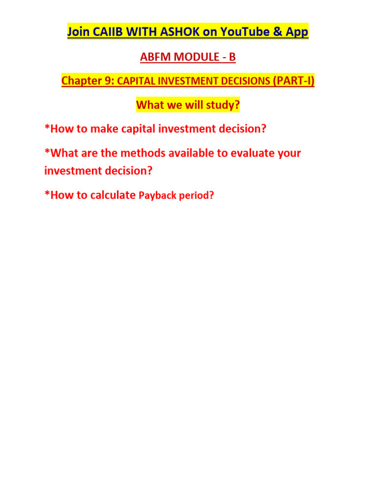 Abfm CH 9 Part 1 | PDF | Capital Budgeting | Money