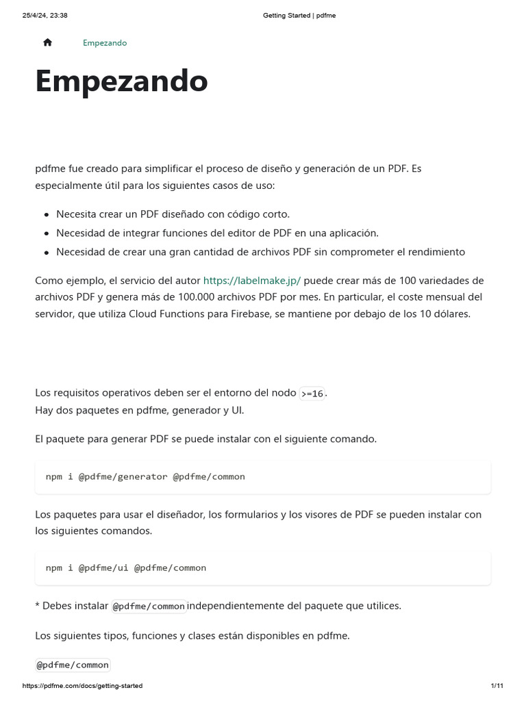 Guía de Inicio Rápido para pdfme | PDF | Informática | Software