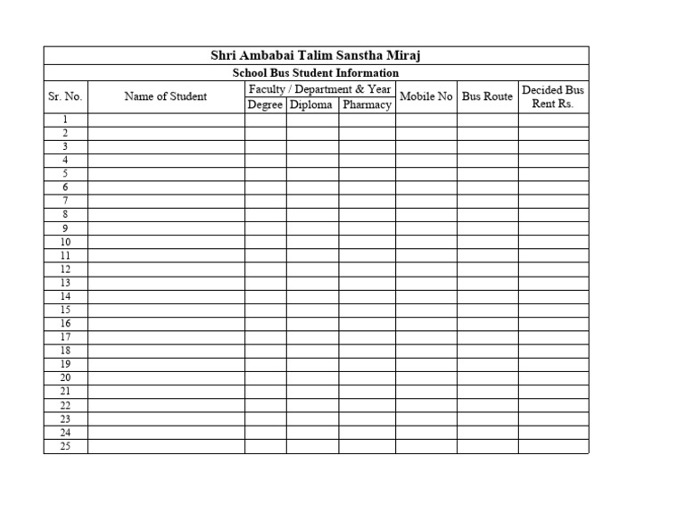 School Bus Student Information | PDF