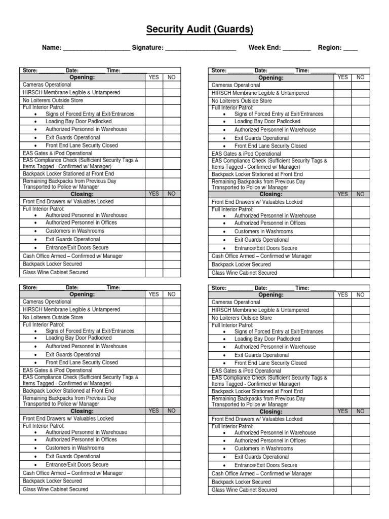 Security Audit Form | PDF | Hiking | Camping