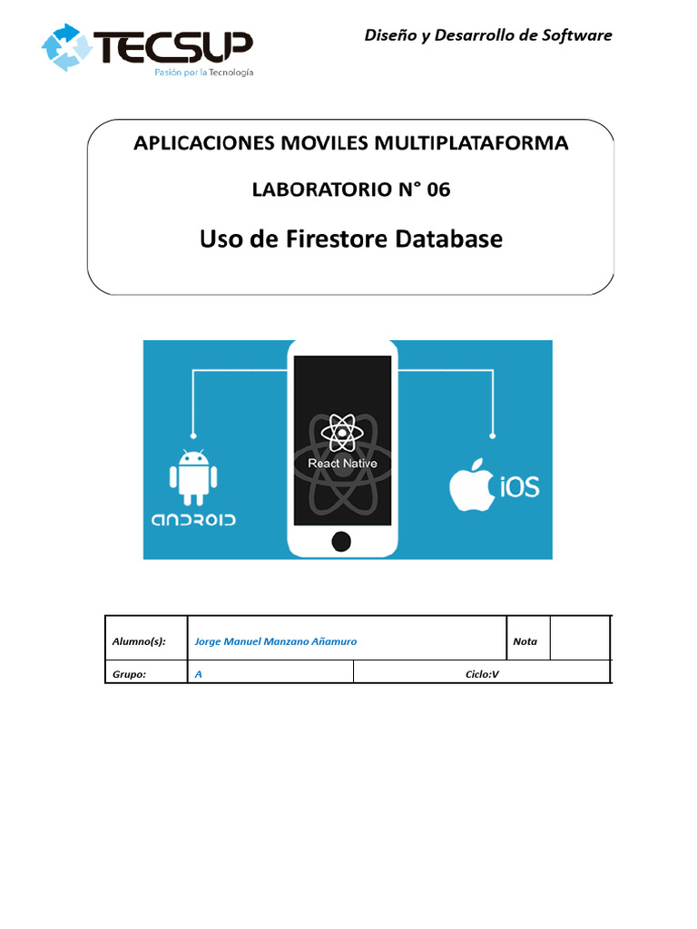 Lab06 - Uso de Firestore Database (Jorge Manuel Manzano Añamuro) | PDF | Aplicación movil ...