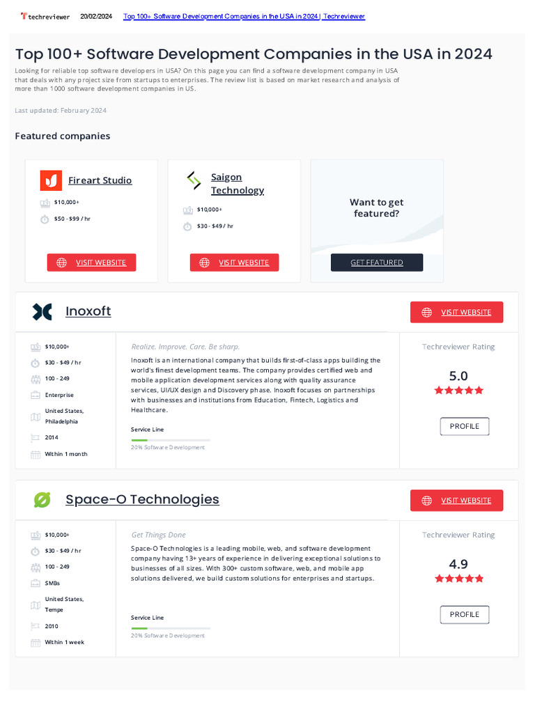 Top 100 Software Development Companies USA | PDF | Mobile App ...