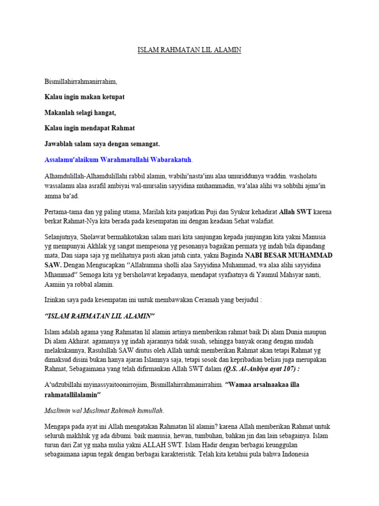 Islam Rahmatan Lil Alamin | PDF