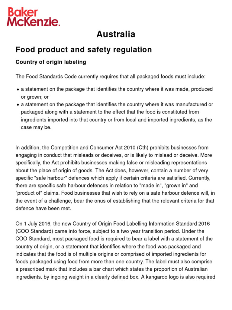 Australia Country of Origin Labelling Guide | PDF | Business