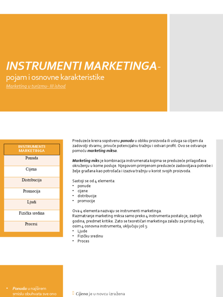 Pojam I Osnovne Karakteristike Instrumenata Marketing Miksa | PDF