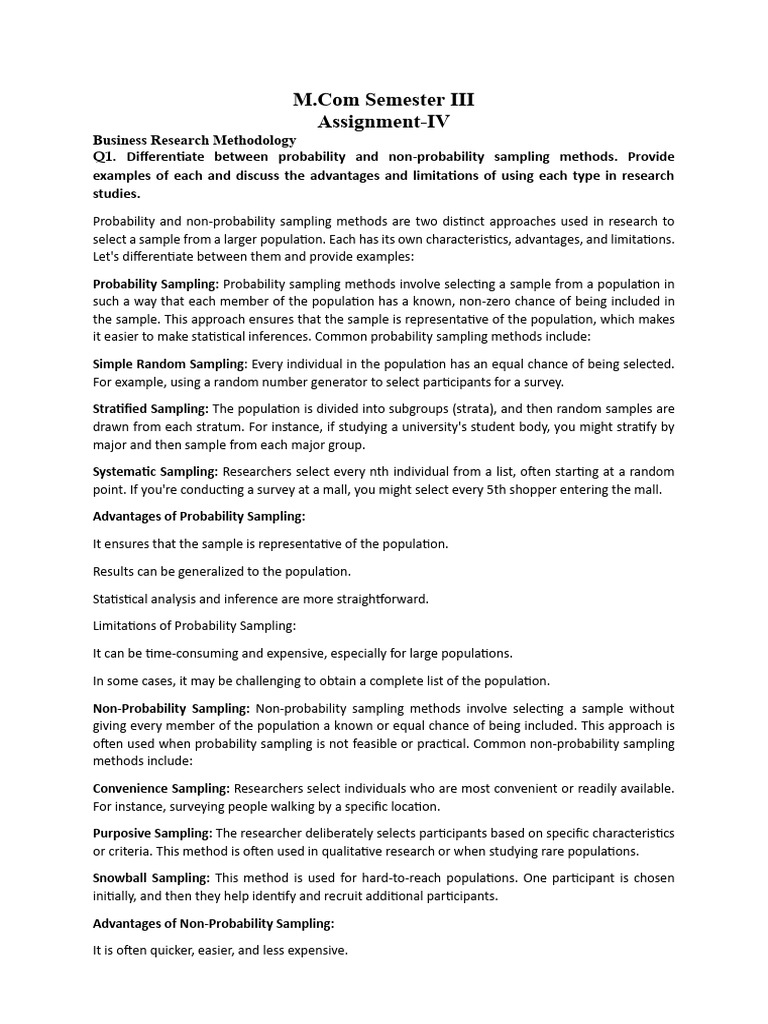Assignment 4 Answer | PDF | Sampling (Statistics) | Business