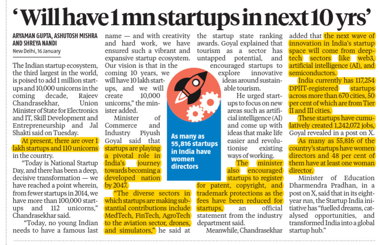 16 Jan National Start-up day | PDF