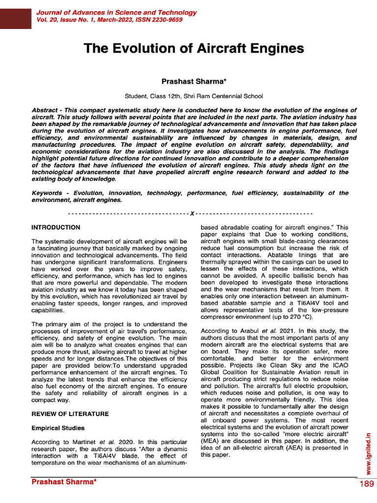 The Evolution of Aircraft Engines - Ignited Minds Journals | PDF