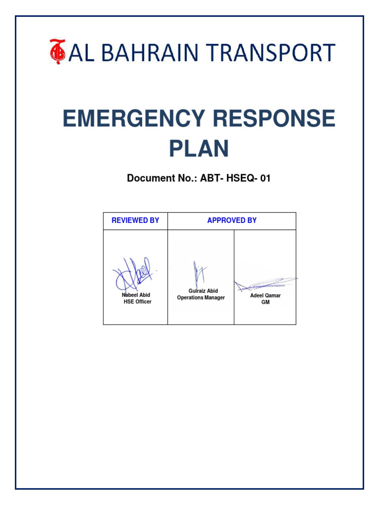 ERP - Al Bahrain | PDF | Emergency | First Aid