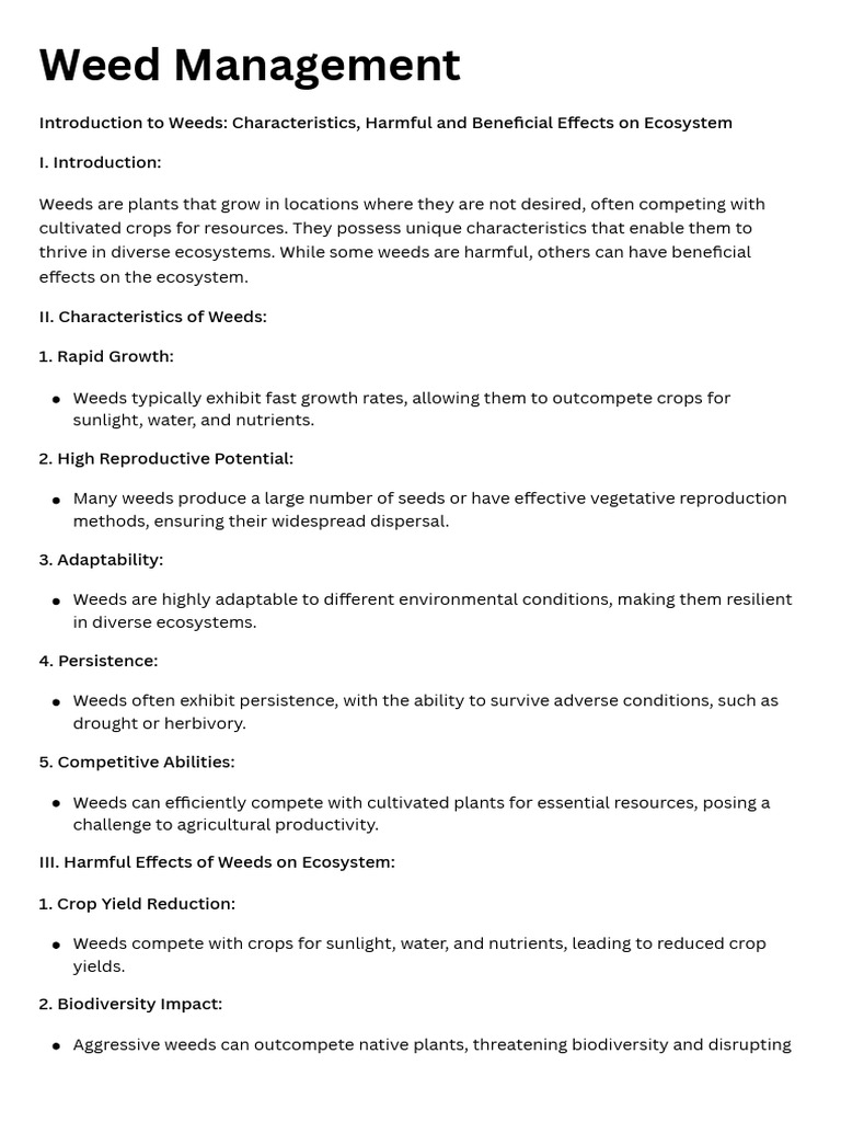 Weed Management | PDF | Herbicide | Weed