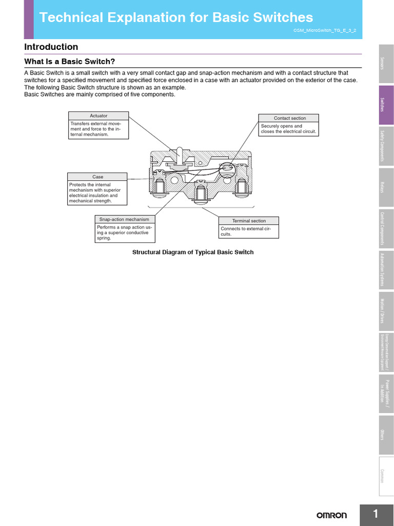 Omron Technical Explanation for Basic Switch | PDF | Switch | Relay