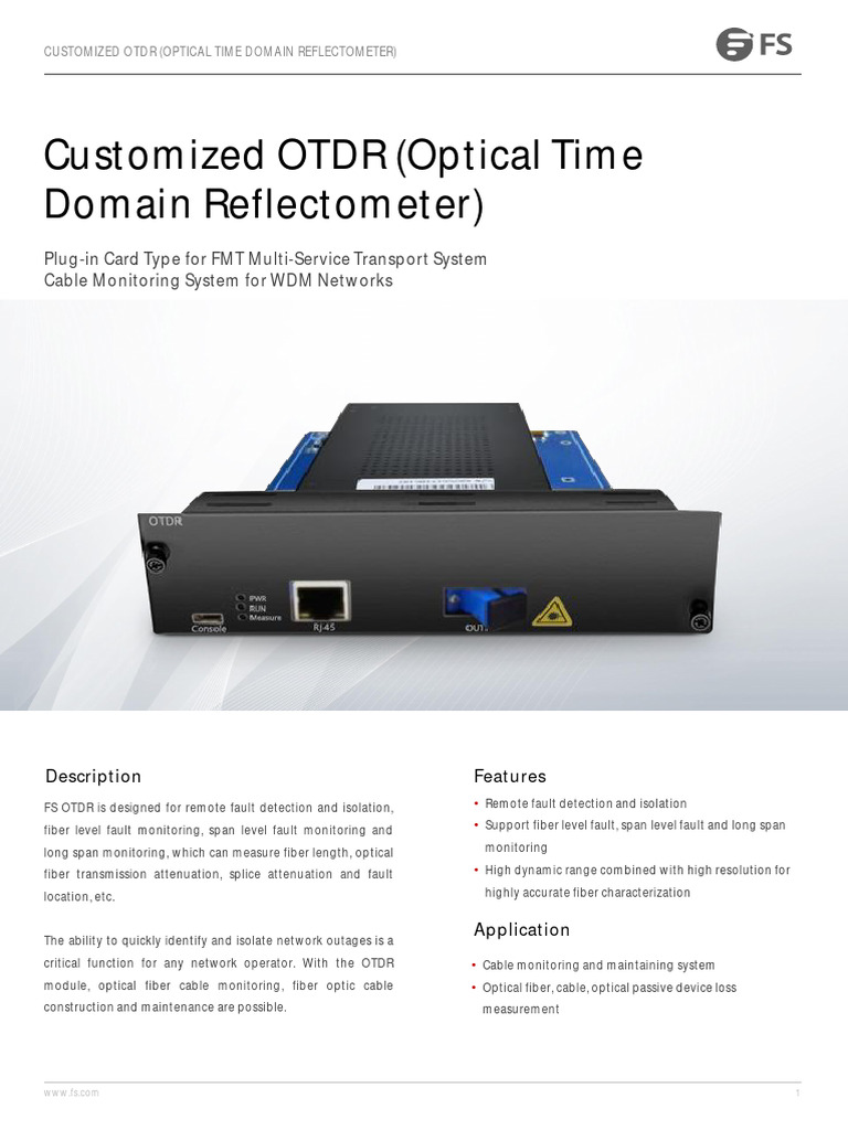 Customized Otdr Optical Time Domain Reflectometer | PDF | Wavelength ...
