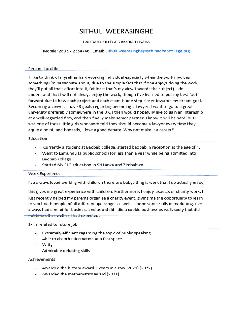 Sithuli Weerasinghe- Cv | PDF