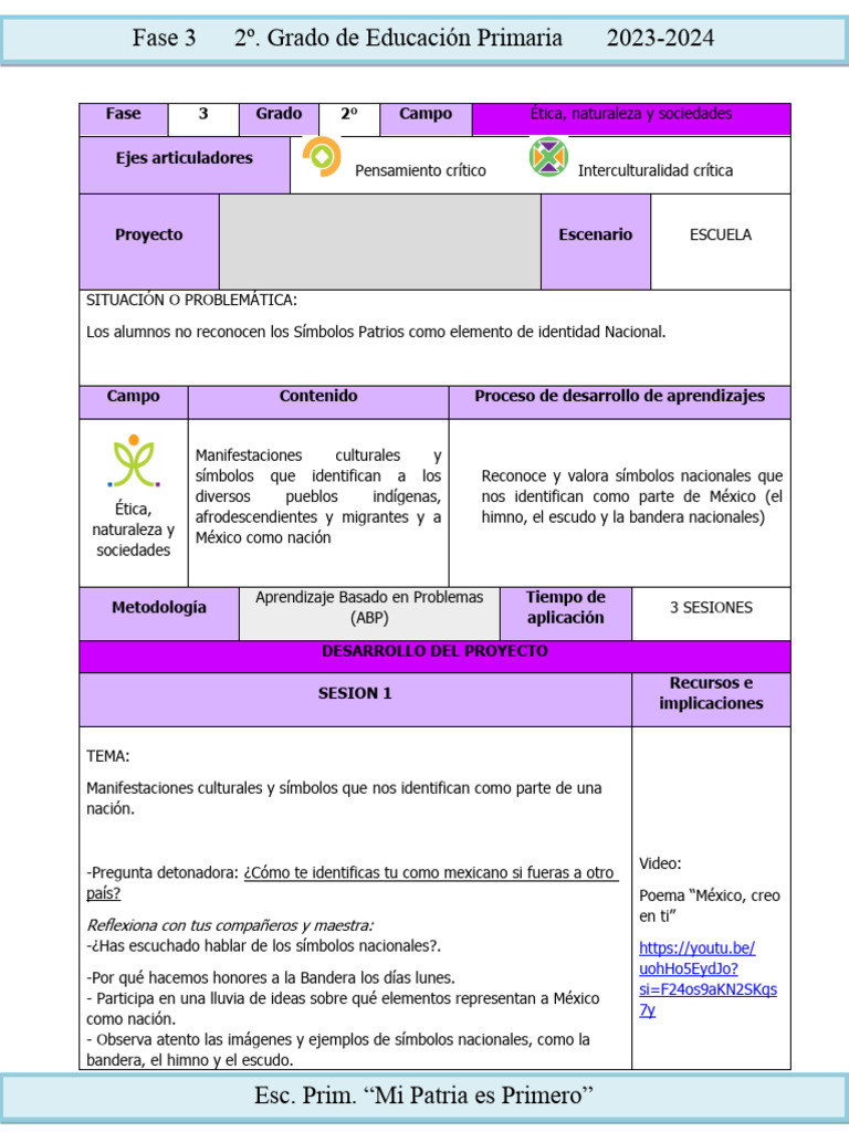 Proyecto sobre Símbolos Nacionales en México | PDF | México | Educación ...