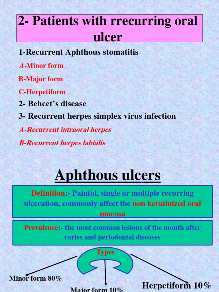 30-3 Rrecurring Oral Ulcer | PDF | Medical Specialties | Diseases And ...