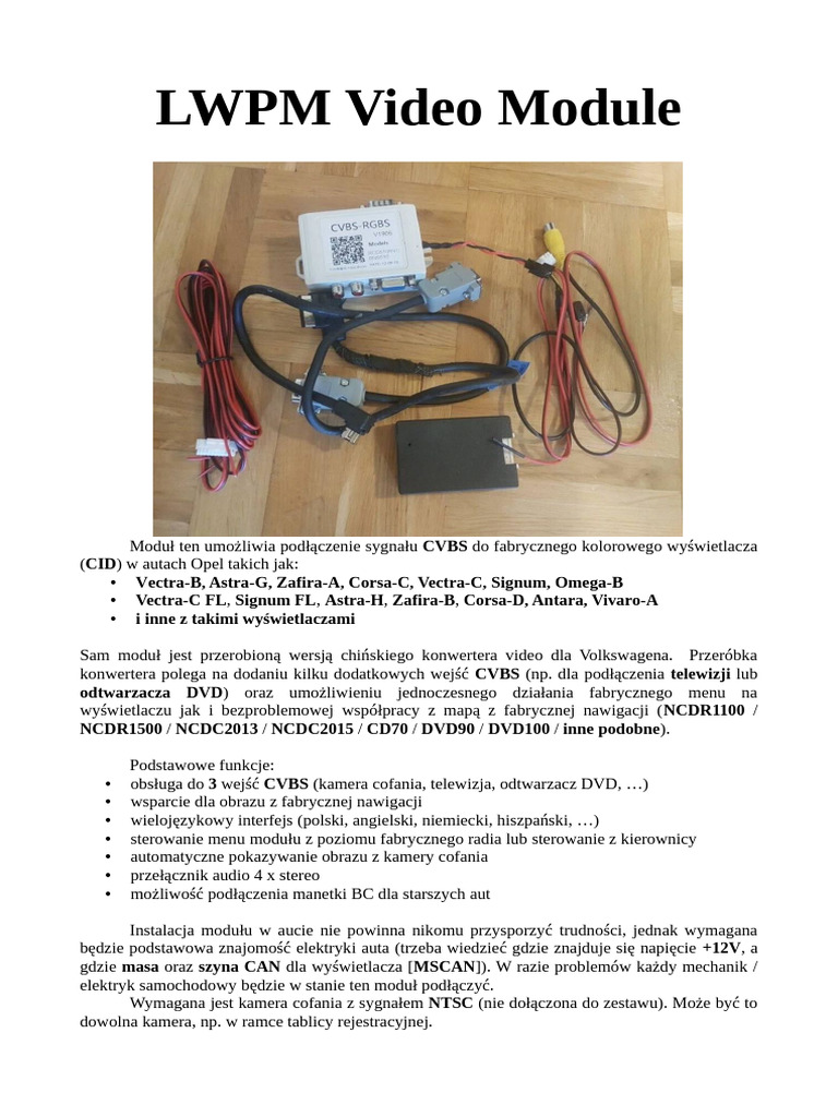 LWPM Video Module - Instrukcja Montazu | PDF