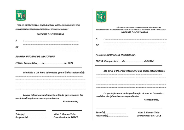 INFORME DISCIPLINARIO 2024 | PDF