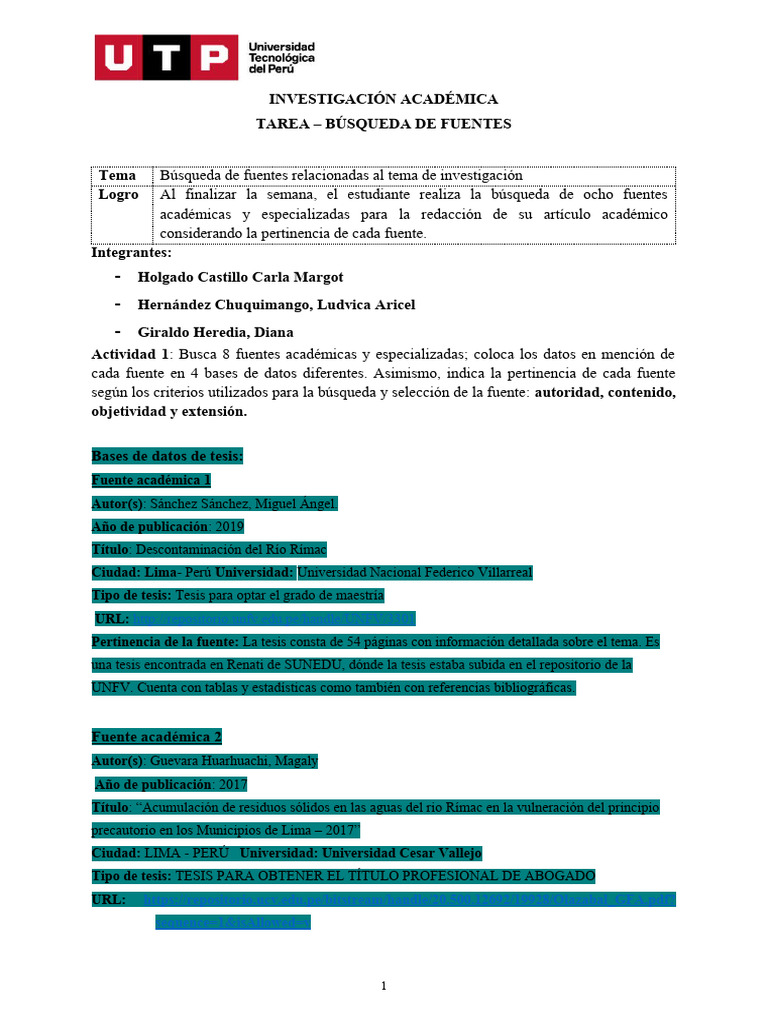 S4 T2 Tarea - Búsqueda de Fuentes | PDF | Entorno natural | Ciencias de ...