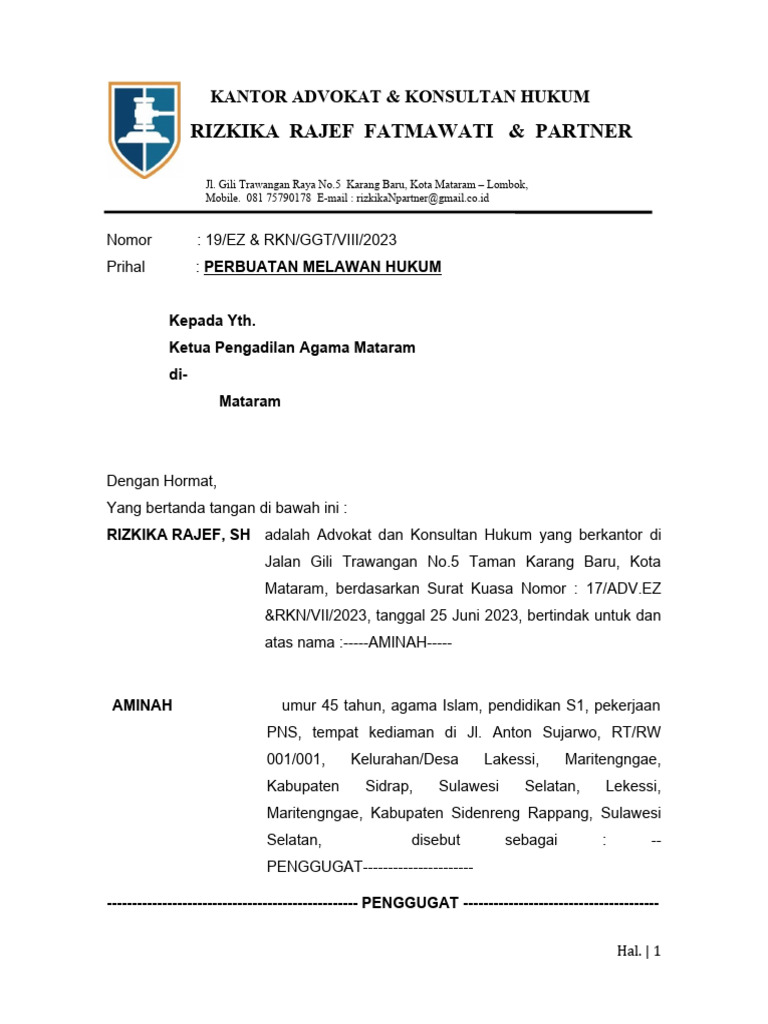 Gugatan PMH Oleh Rizkika | PDF | Bisnis