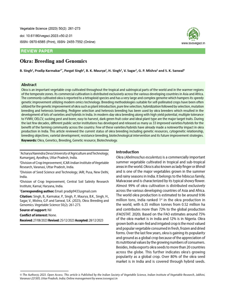 1+okra Review Submission+v1 | PDF | Plant Breeding | Microsatellite