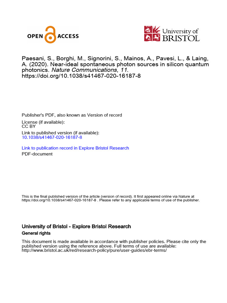 Full Text PDF Final Published Version | PDF | Nonlinear Optics | Photon