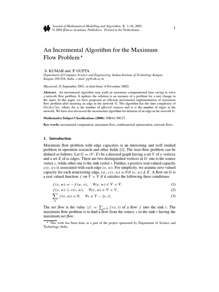 An Incremental Algorithm For The Maximum | PDF | Computational Problems | Operations Research