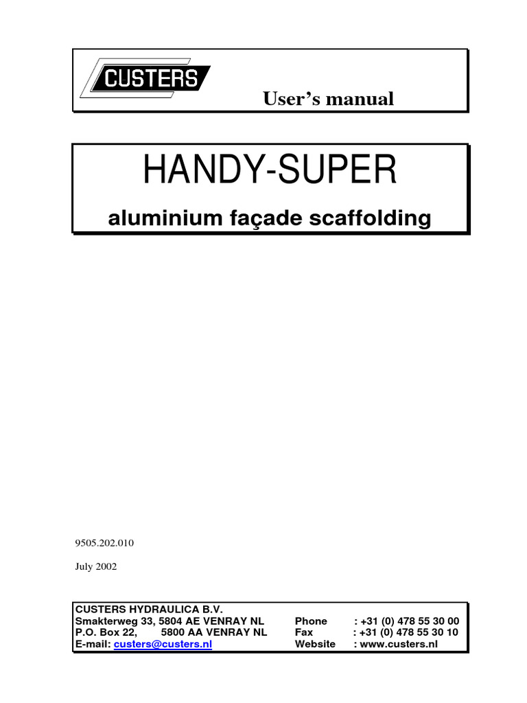 Handy Super Facade Scaffold - E MANUAL | PDF | Scaffolding