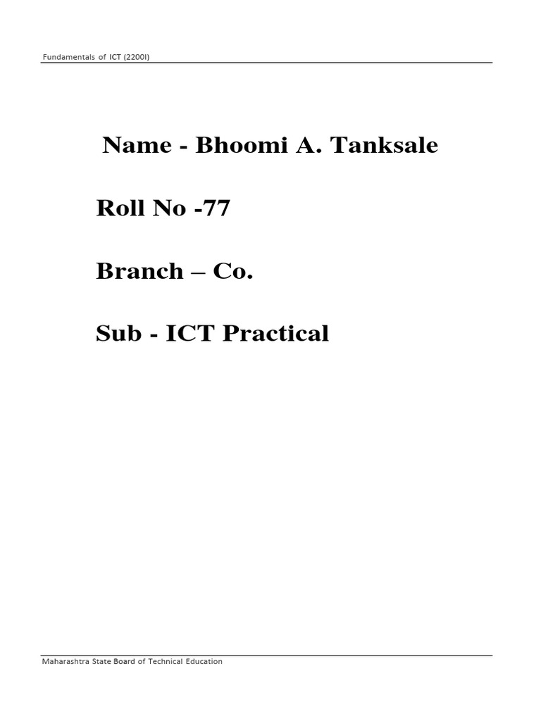 ICT Practical 1 | PDF | Input/Output | Computer Hardware